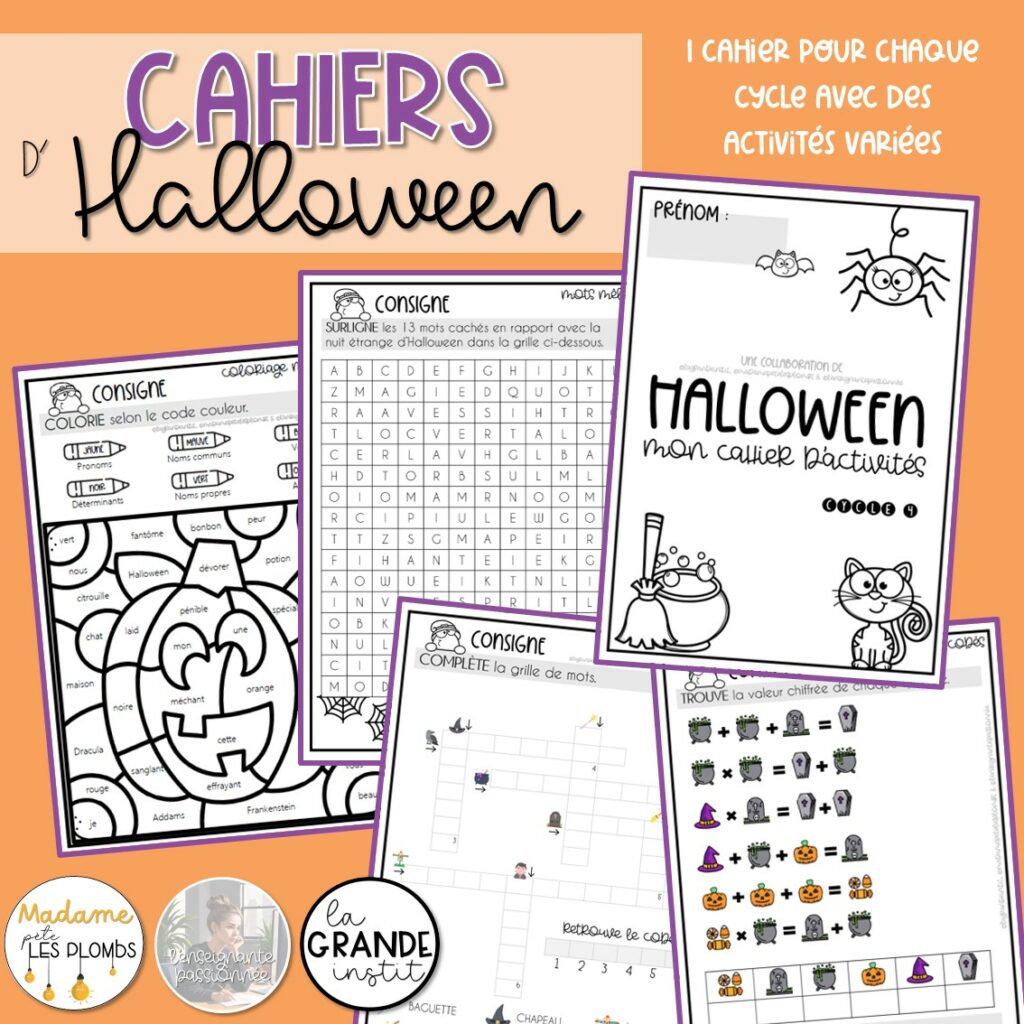 CAHIERS D’ACTIVITÉS d’HALLOWEEN – P1 à P6 – La Grande Instit