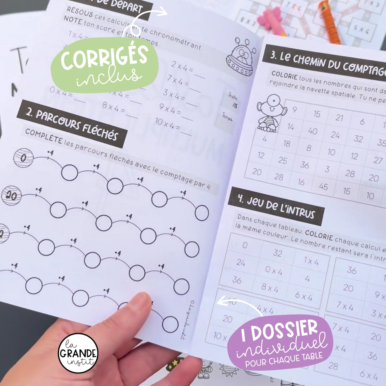 TABLES PAR 3, 6 et 4 – Livrets d’exercices – La Grande Instit